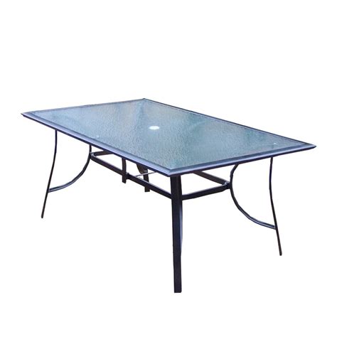 Modern Black Rectangular Aluminum Outdoor Patio Dining Glass Table