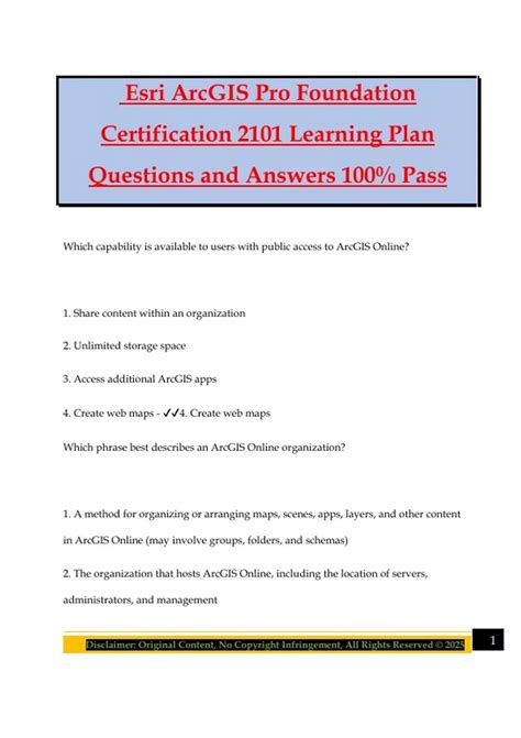 Esri Arcgis Pro Foundation Certification 2101 Learning Plan Questions And Answers 100 Pass