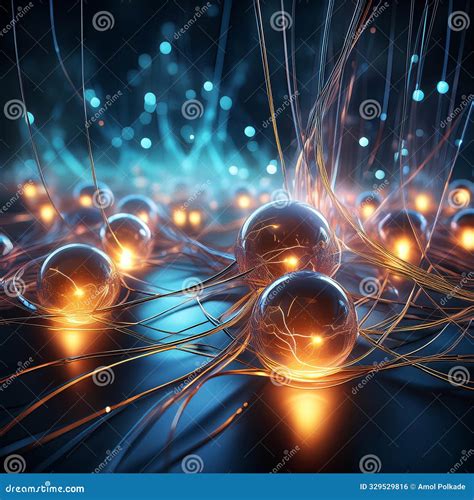 A Scene Where Glass Balls Are Connected By Glowing Electric Currents