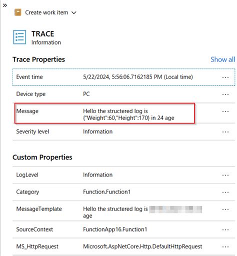 Serilog Structured Log Not Working As Expected In Azure Function Using