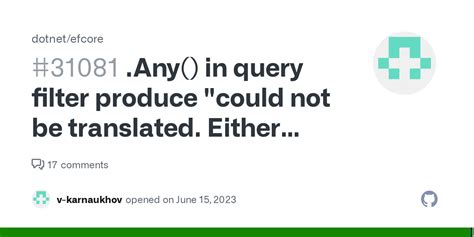 Any In Query Filter Produce Could Not Be Translated Either Rewrite
