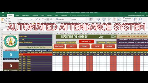 Demo Fur Fully Automated Attendance System Using Excel And Vba