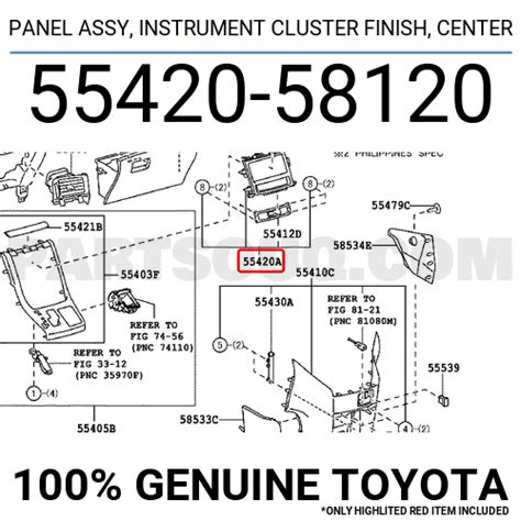 Panel Assy Instrument Cluster Finish Center 5542058120 Toyota Parts
