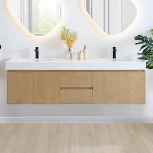 Altair Siena 60 In W Double Sink Floating Bath Vanity In Light Brown