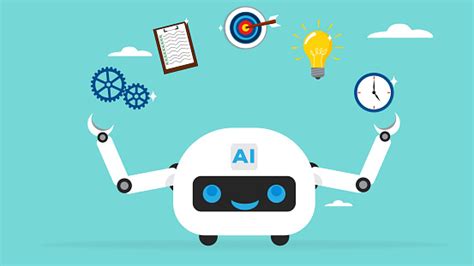 Ai 로봇은 여러 프로젝트 관리 개념 일러스트레이션을 관리하고 여러 프로젝트 개념을 저글링하고 인공 지능은 언젠가 여러