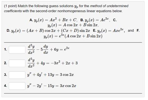 [solved] 1 point match the following guess solutions yp