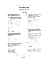 Unit AP Computer Science Practice Exam Pdf Unit AP Computer Science A Practice Exam Two
