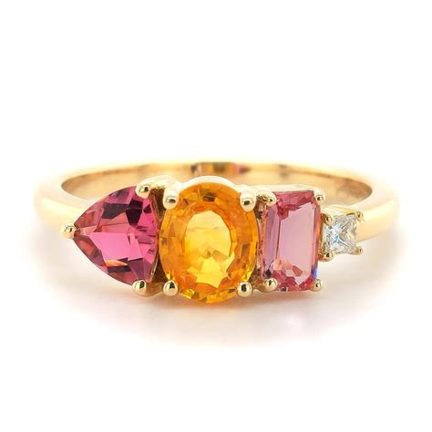 Yellow Sapphire Pink Tourmaline Imperial Topaz And Diamond Ring 144