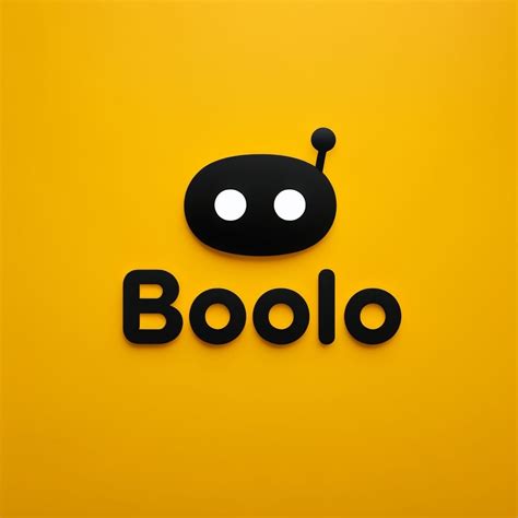 Playful Minimalist Boolo Logo Design On Golden Yellow Background Logo