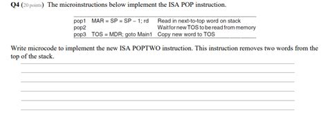 Solved Write Microcode To Implement The New Isa Poptwo