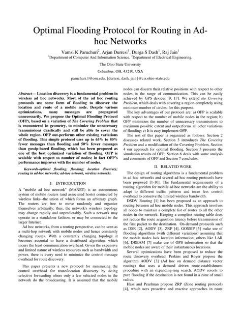 Pdf Optimal Flooding Protocol For Routing In Ad Hoc Networks