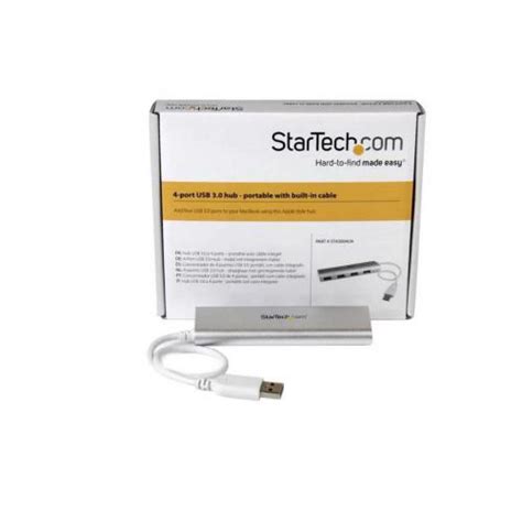 StarTech 4 Port USB3 Hub With Built In EXR8STST43004UA Cables