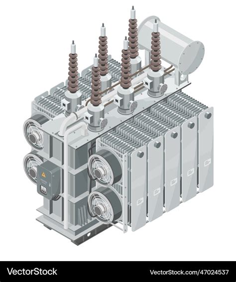 Industrial Power Transformer Isometric View Vector Image