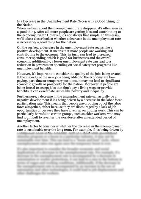 Is A Decrease In The Unemployment Rate Necessarily A Good Thing For The
