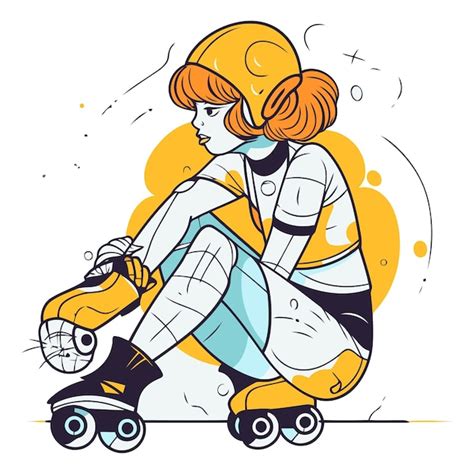 Premium Vector Vector Illustration Of A Girl On Roller Skates The
