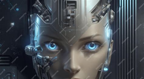 Premium Ai Image Biotic Robot Background Ai Robot Face Bionic Robot Face Portrait Of A Bionic