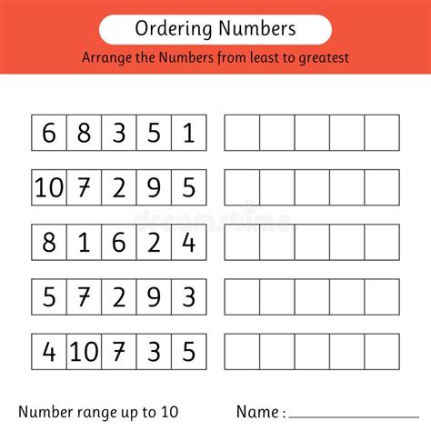 Ordering Numbers Worksheet Arrange The Numbers From Least To Greatest Number Range Up To 10