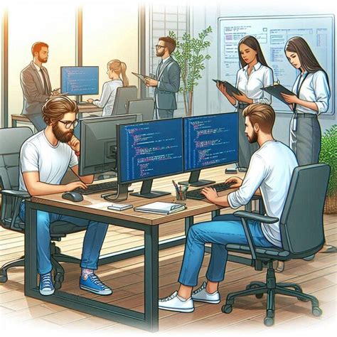 team coding in the office premium ai generated image