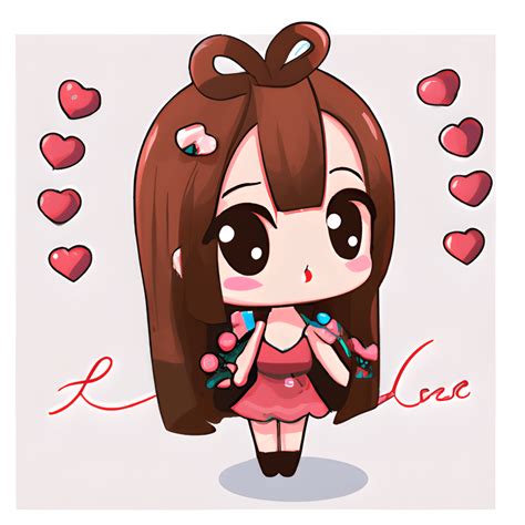 Cute Girl Valentines Themed Kawaii Chibi Graphic · Creative Fabrica