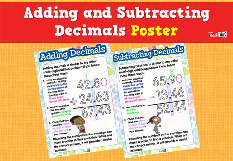 Adding And Subtracting Decimals Poster Teacher Resources And