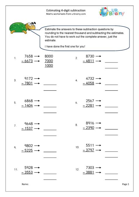 Estimation Addition And Subtraction Worksheets