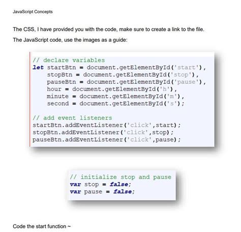 Solved Javascript Concepts Create A Stopwatch Using