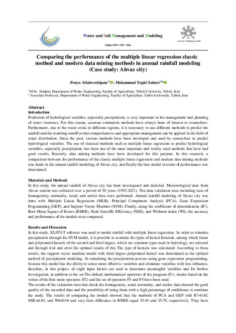 pdf comparing the performance of the multiple linear regression