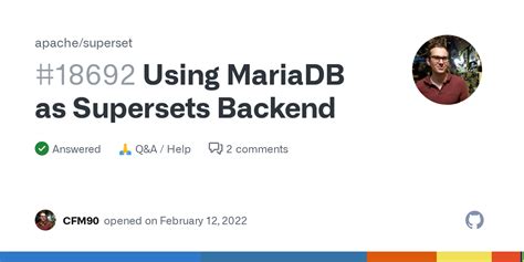 Using Mariadb As Supersets Backend · Apache Superset · Discussion