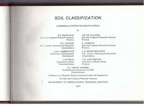 Natural Science Soil Classification A Binomial System For South