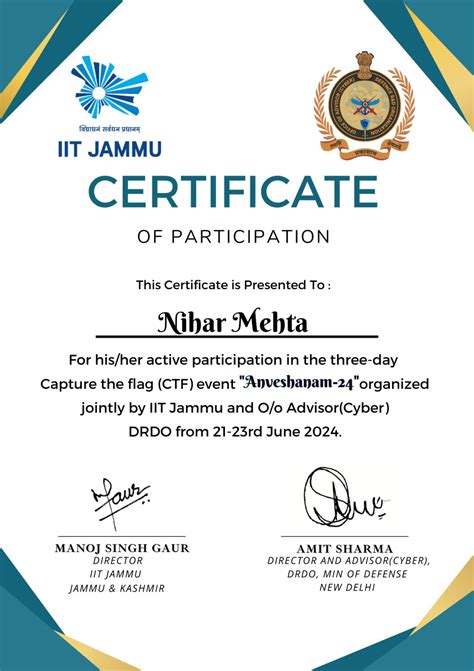 Hackathon Ctf Cybersecurity Iitjammu Drdo Achievement Learning
