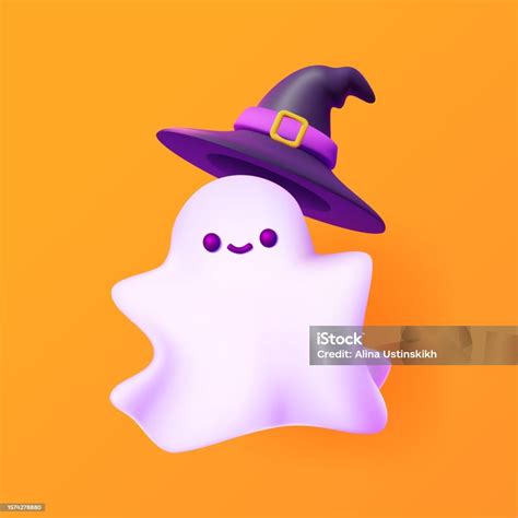 마녀 모자를 쓴 작은 유령 할로윈 물건 3d 벡터 캐릭터입니다 3차원 형태에 대한 스톡 벡터 아트 및 기타 이미지 3차원 형태 할로윈 공휴일 Istock