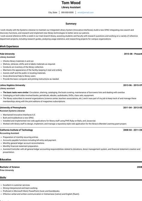 Library Assistant Resume Samples And Templates Visualcv