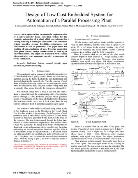 Pdf Design Of Low Cost Embedded System For Automation Of A Parallel