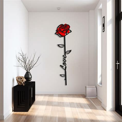 Foldable Metal Rose Wall Decor Colorful Romantic T Floral Wall Art