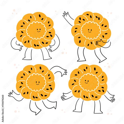 Kawaii Flapjack And Cartoon Bread Icons Happy Flatbread Vector Illustrations Set Flatbread