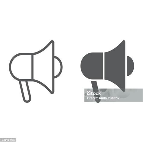프로 모션 선 및 문자 모양 아이콘 전자 상거래 및 마케팅 확성기 기호 벡터 그래픽 흰색 배경 Eps 10에 선형 패턴 개념에 대한 스톡 벡터 아트 및 기타 이미지 Istock