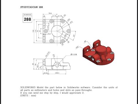 Solved STUDYCADCAM SOLIDWORKS Model The Part Below In Chegg