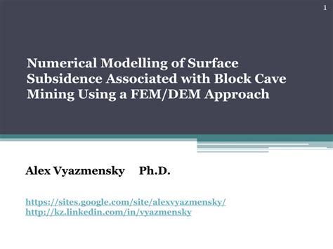 Pdf Numerical Modelling Of Surface Subsidence Associated With Block