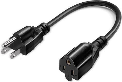 Short Power Extension Cord 3 Prong 3 Outlet Adapter Usa
