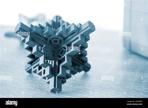 Prototype Model Printed With Powder 3d Printer Close Up Abstract Black Figure Printed On A 3d