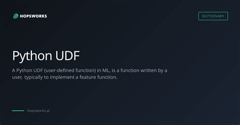 Python Udf Mlops Dictionary Hopsworks
