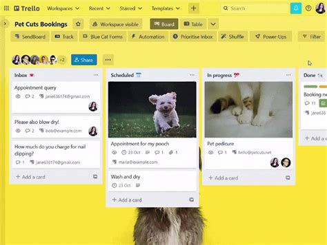 how to send and receive emails in trello