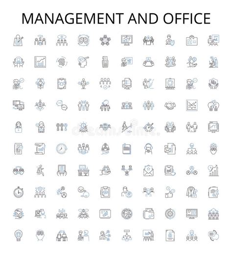 Management And Office Outline Icons Collection Office Management Staff Files Documents