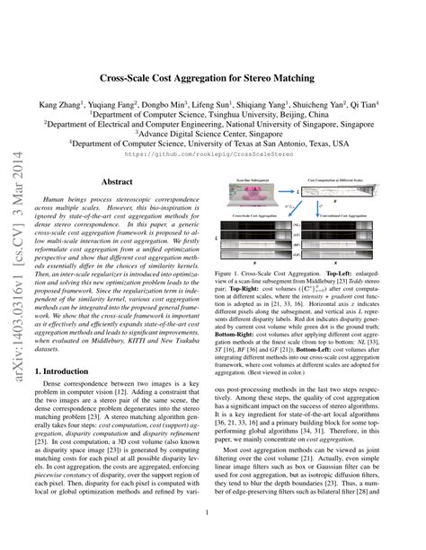 Pdf Cross Scale Cost Aggregation For Stereo Matching