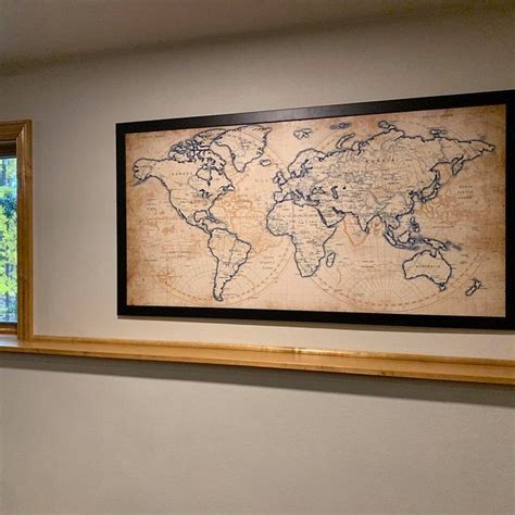 Push Pin World Map Watercolor Wall Texture Poster Print Etsy World