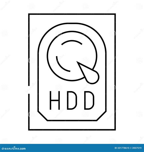 Hdd Computer Part Line Icon Vector Illustration Stock Illustration Illustration Of Card