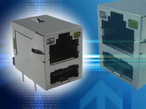 Dual Right Angle RJ45 USB Connector Saves PCB Space