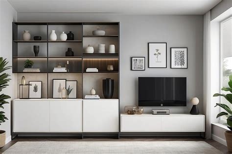 Cabinet In Modern Empty Room Premium Ai Generated Image