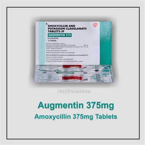 Augmentin 375mg Amoxycillin And Potassium Clavulanate Tablets
