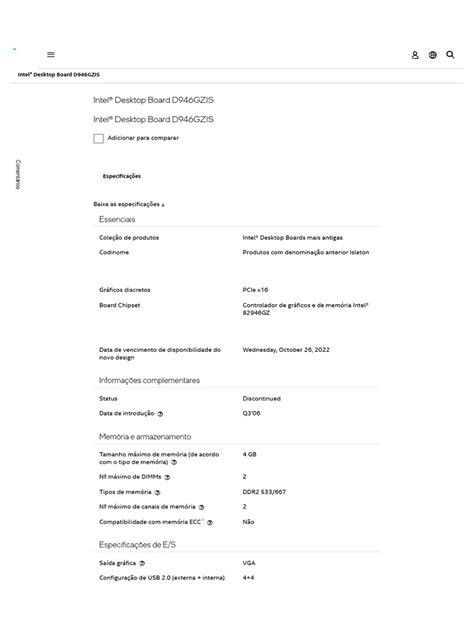 Intel® Desktop Board D946gzis Pdf Informática Engenharia Da Computação